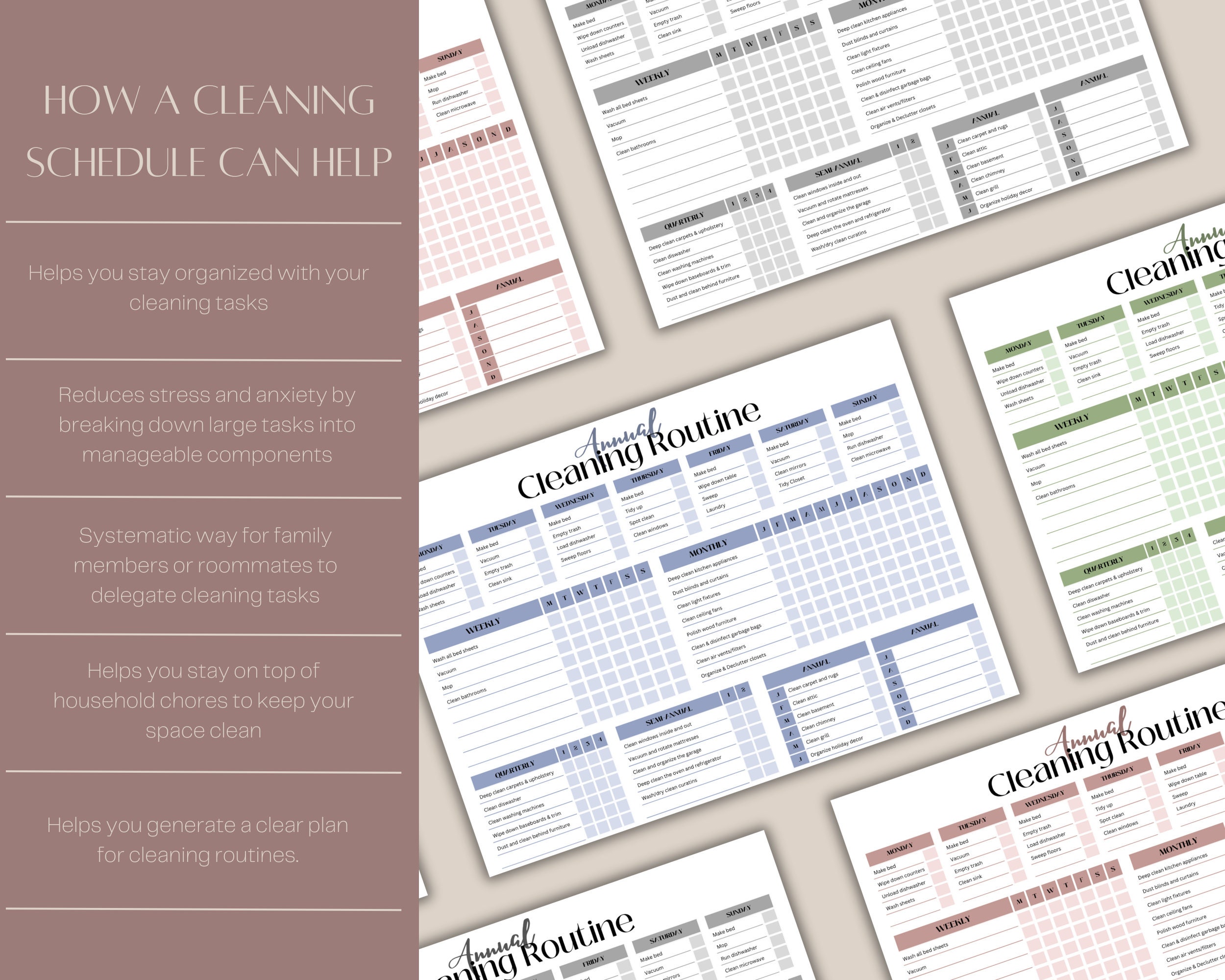 Annual Cleaning Schedule - Printable Home Organization Checklist ...