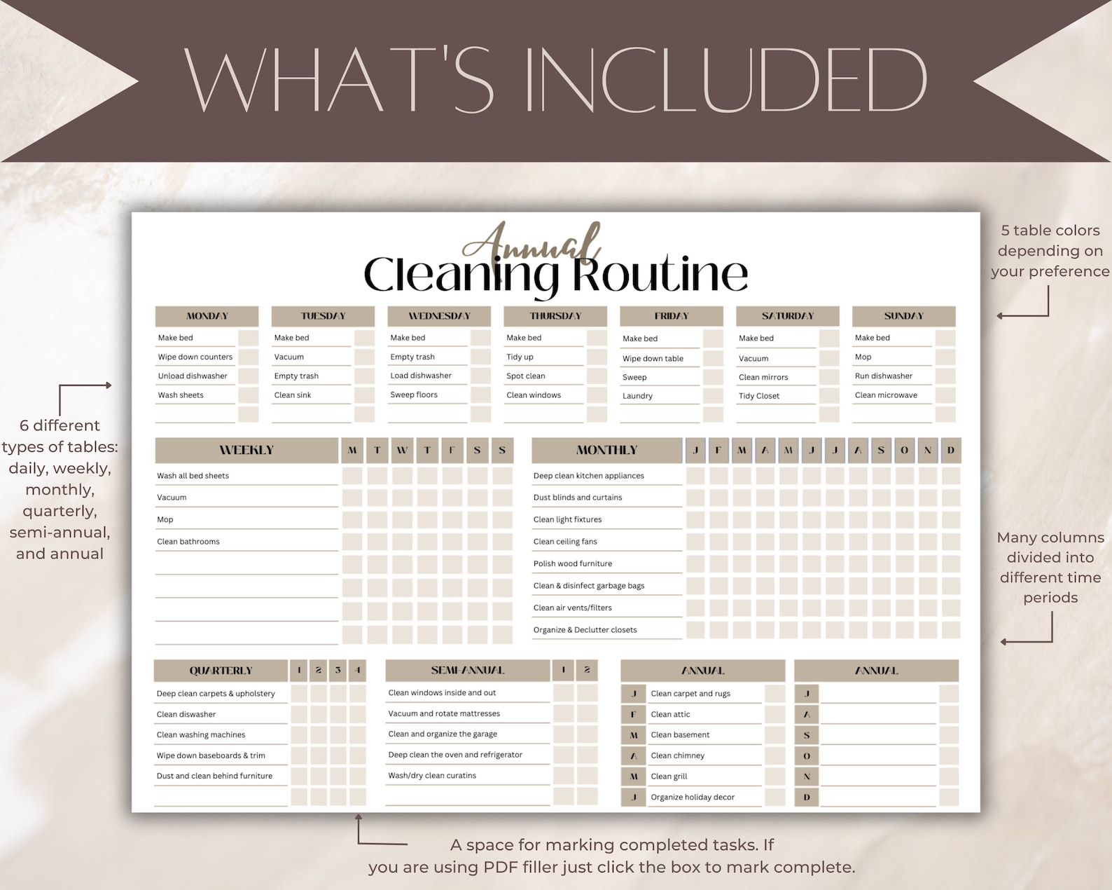 Annual Cleaning Schedule - Printable Home Organization Checklist ...