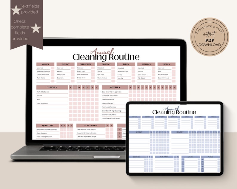 Annual Cleaning Schedule - Printable Home Organization Checklist ...