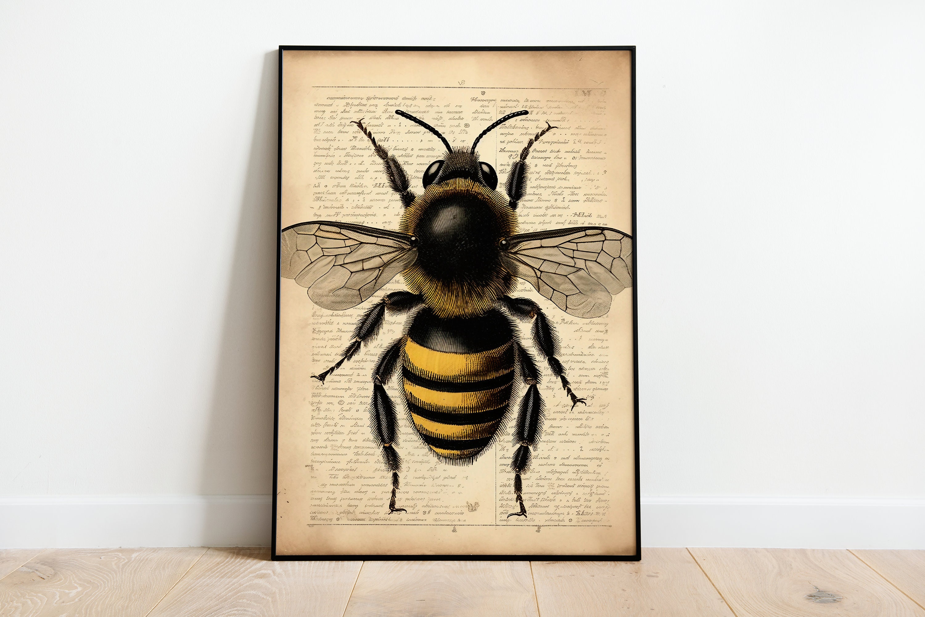 Printable Bee Art, Vintage Bee Sketch, Farmhouse Digital Print ...