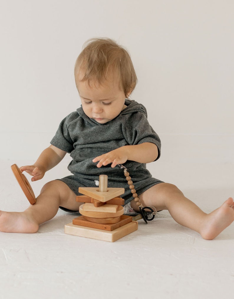 Wooden Shape Stacking Toy: Montessori-inspired Stacker for Toddler ...