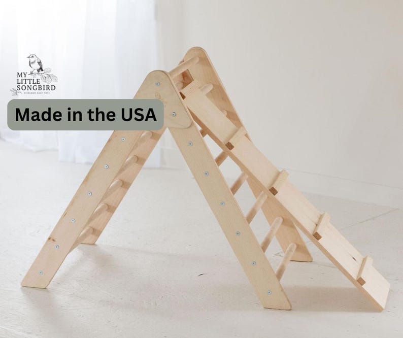 Large Wooden Climbing Triangle: Montessori Indoor Gym for Toddlers ...