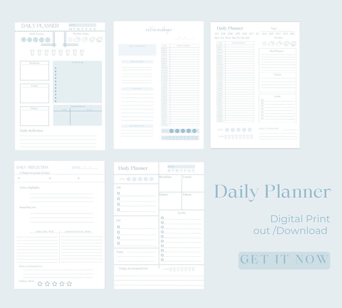 Printable Day Planner! Versatile Daily Page is Perfect for PDF Apps or ...