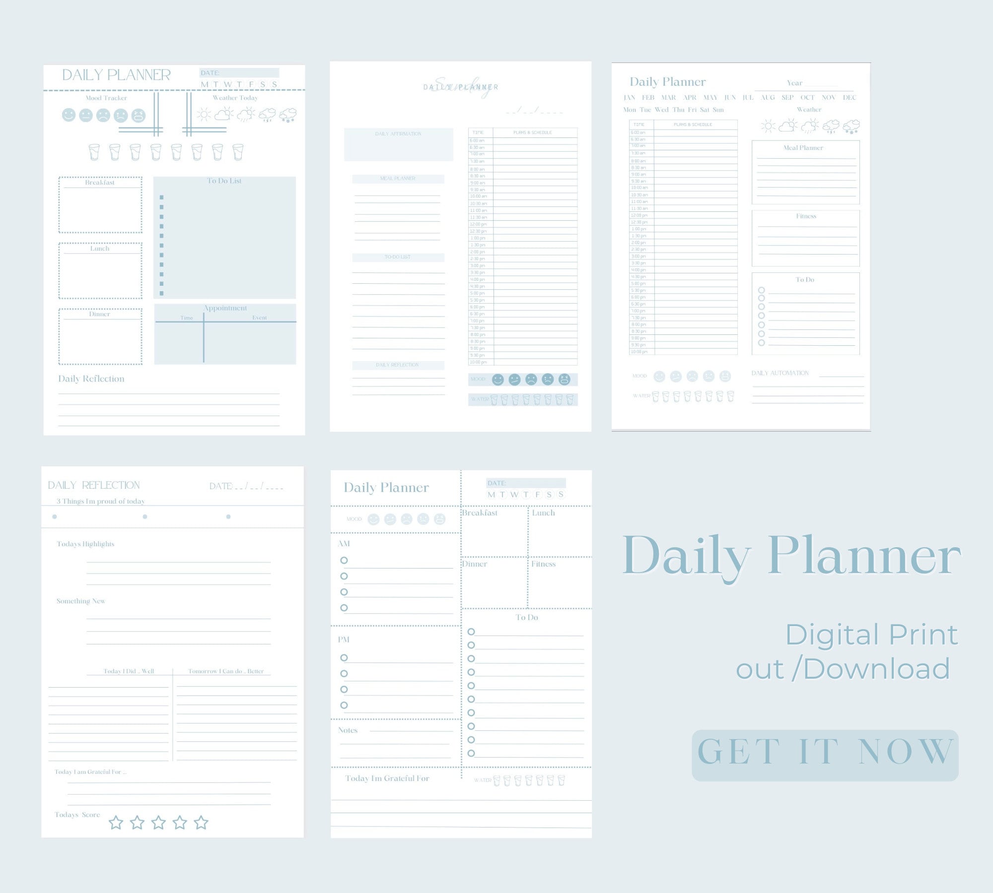 Printable Day Planner! Versatile Daily Page is Perfect for PDF Apps or ...