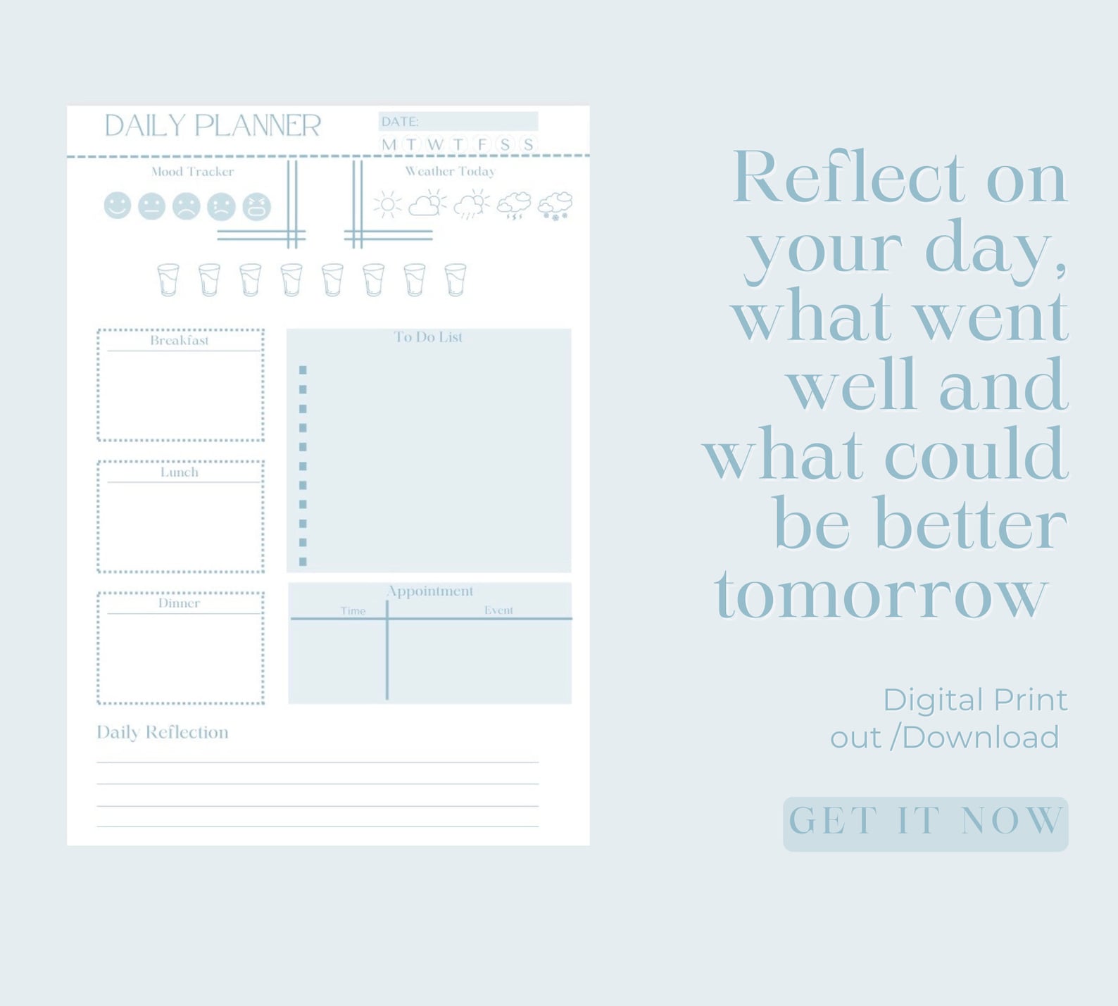 Printable Day Planner! Versatile Daily Page is Perfect for PDF Apps or ...