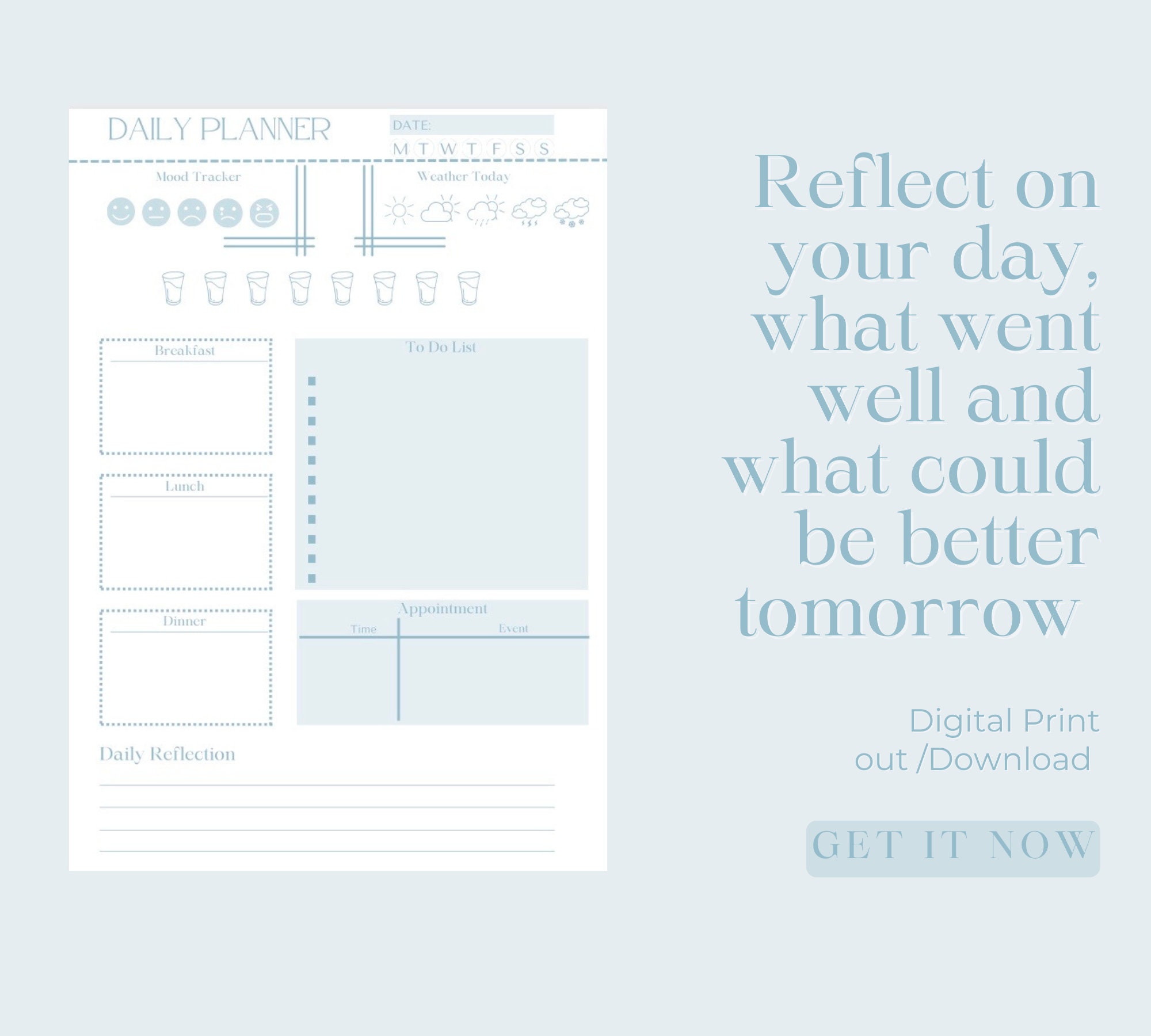 Printable Day Planner! Versatile Daily Page is Perfect for PDF Apps or ...