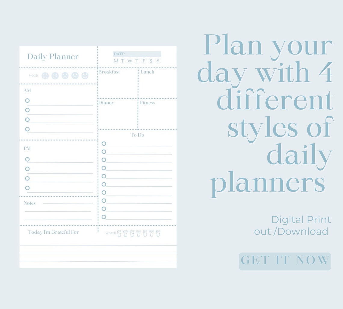 Printable Day Planner! Versatile Daily Page is Perfect for PDF Apps or ...