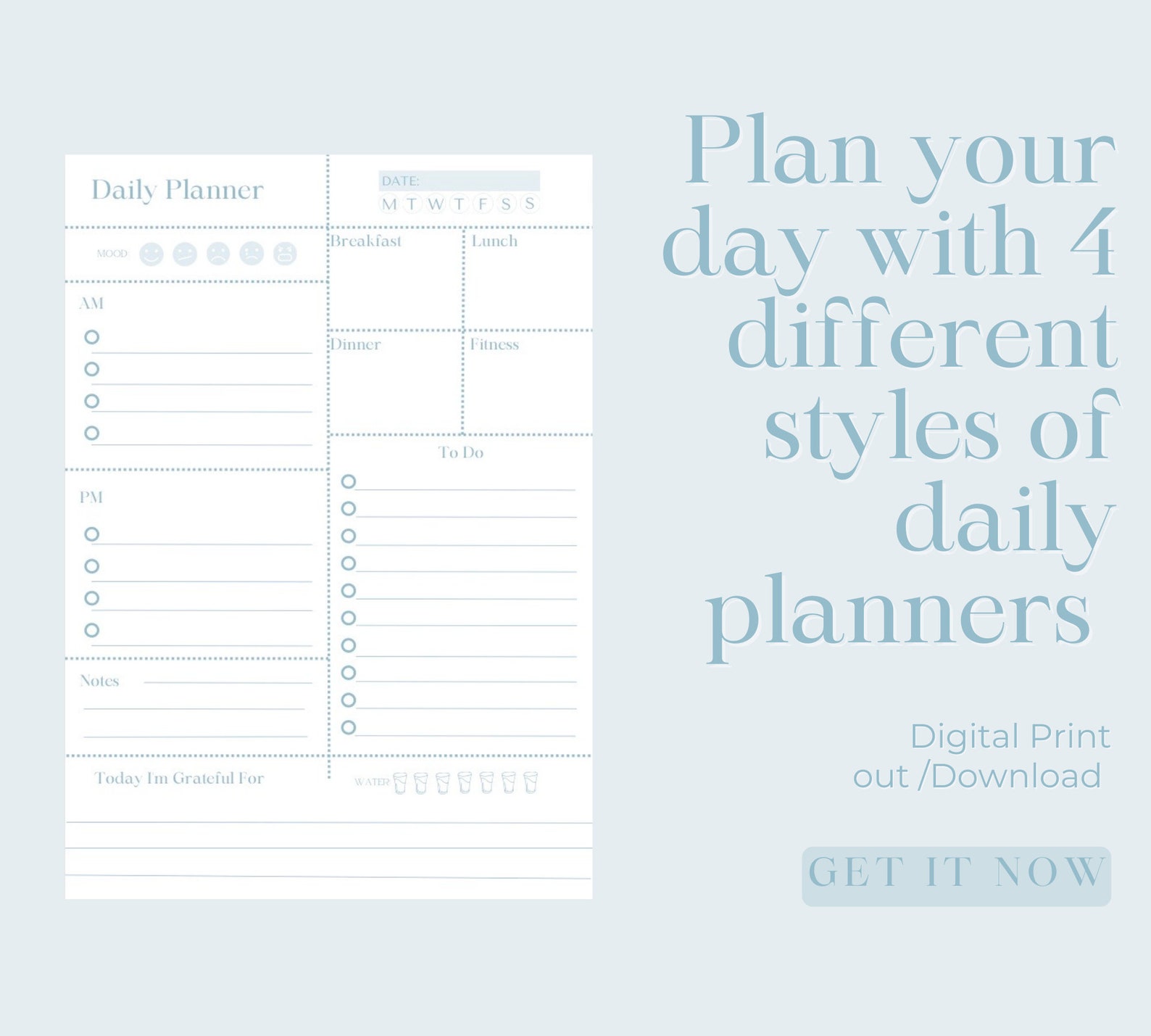 Printable Day Planner! Versatile Daily Page is Perfect for PDF Apps or ...