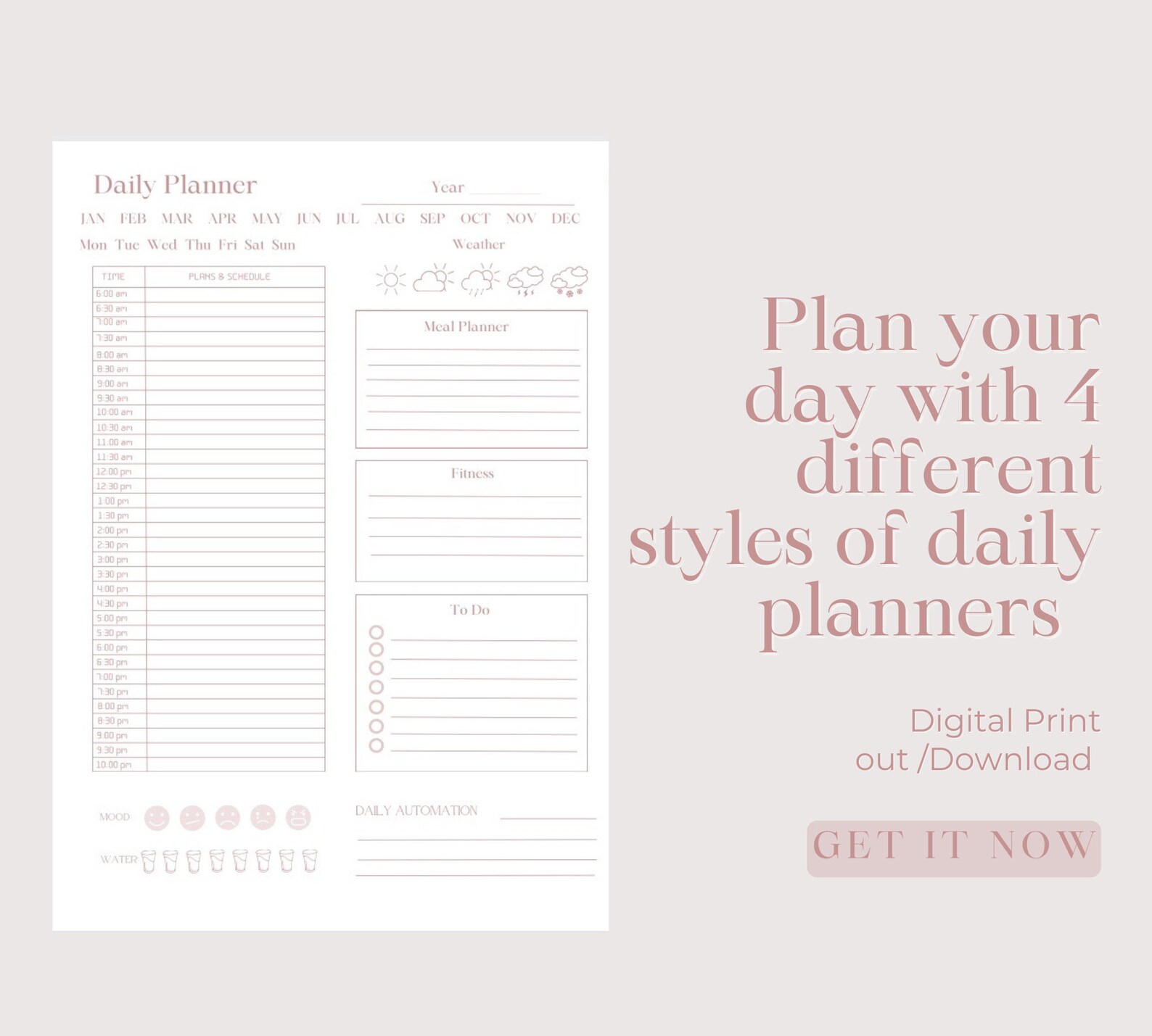 Printable Day Planner! Versatile Daily Page is Perfect for PDF Apps or ...