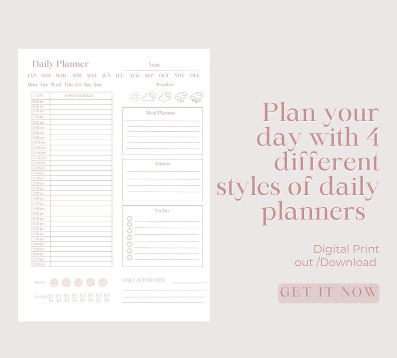 Printable Day Planner! Versatile Daily Page is Perfect for PDF Apps or ...