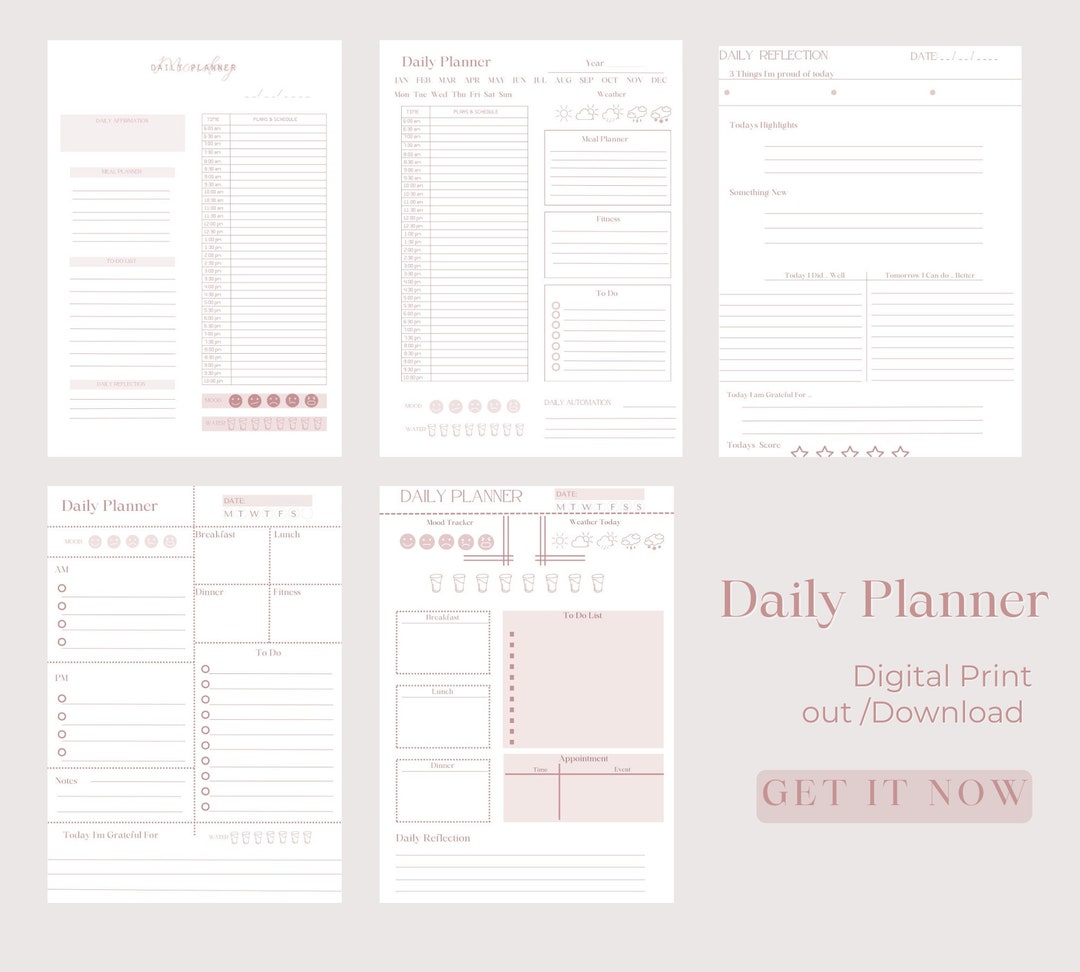 Printable Day Planner! Versatile Daily Page is Perfect for PDF Apps or ...