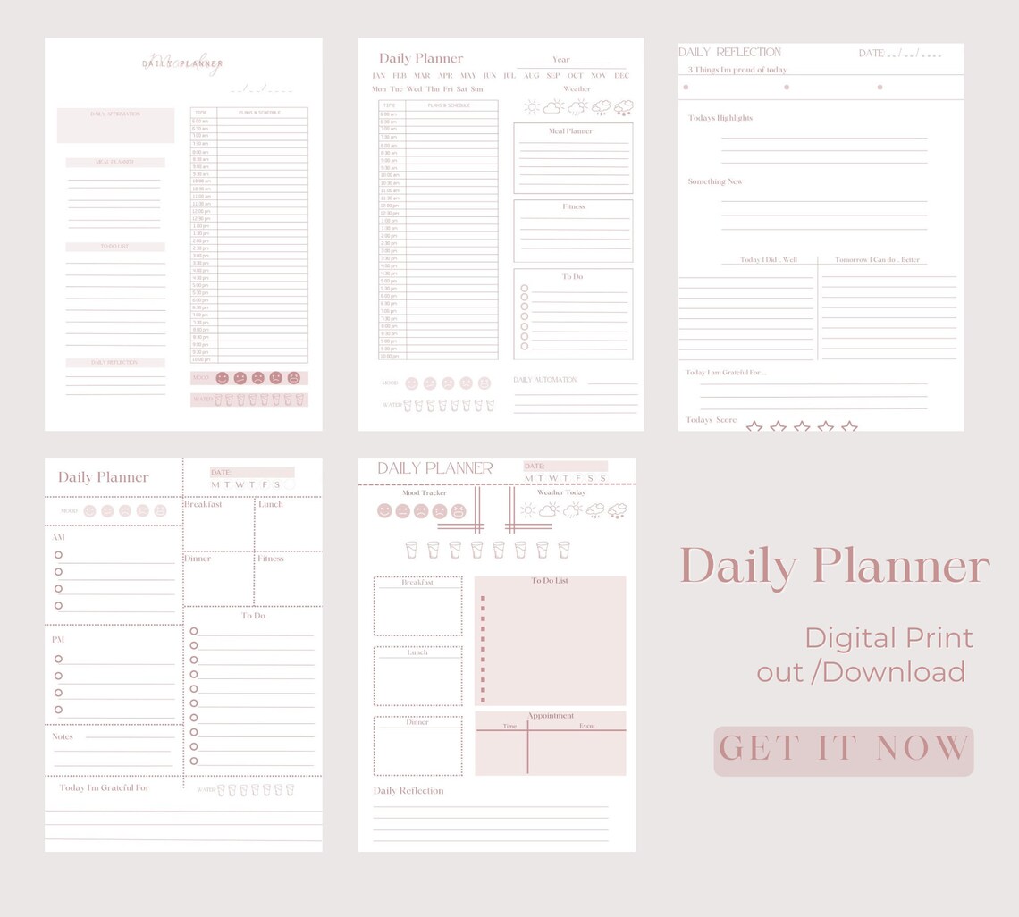 Printable Day Planner! Versatile Daily Page is Perfect for PDF Apps or ...