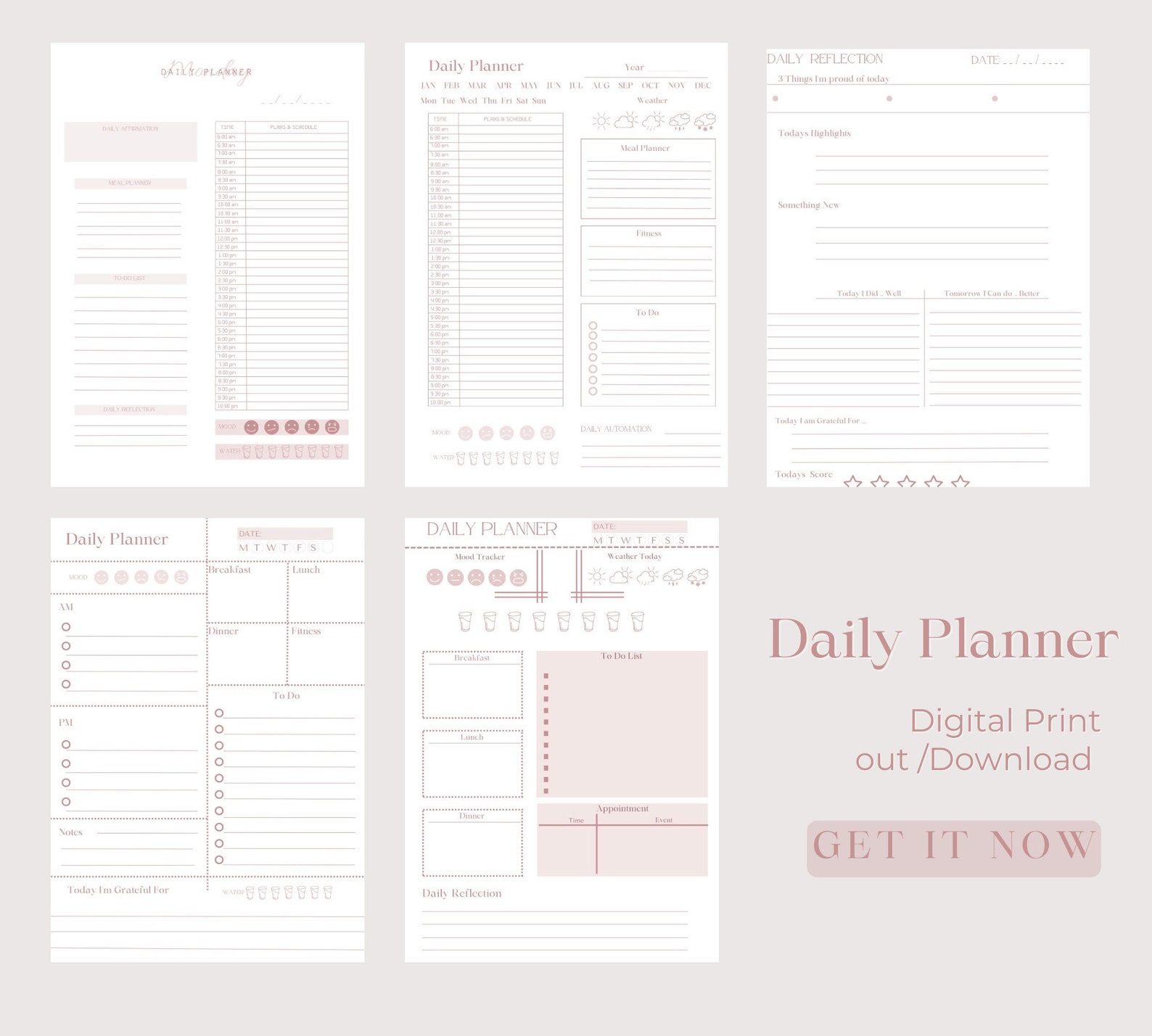Printable Day Planner! Versatile Daily Page is Perfect for PDF Apps or ...