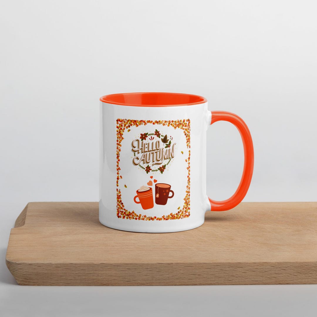 Autumn Mug With Color Inside Orange - Etsy