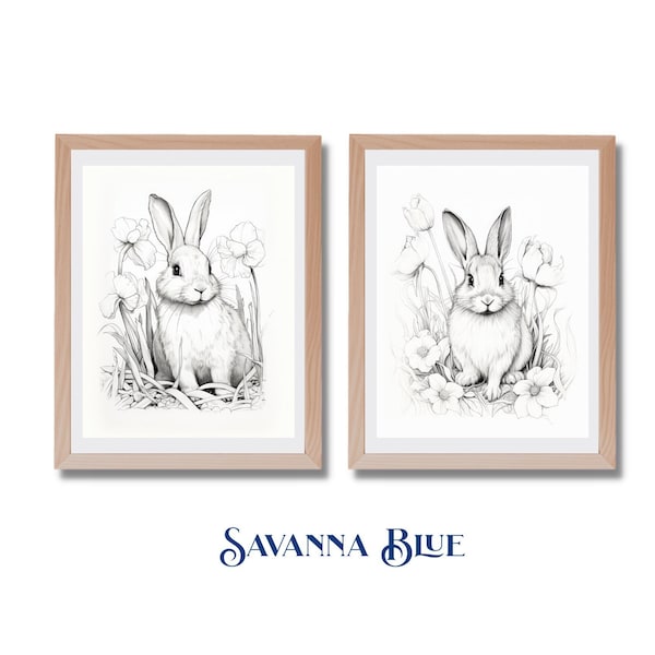 Rabbit Line Art - Etsy