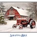 Farmhouse Winter Scene Vintage Tractor Rustic Christmas Barn Art Snowy ...