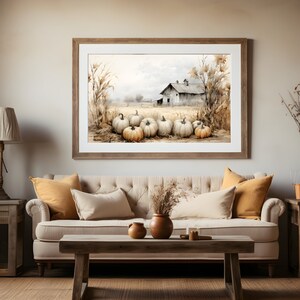 Farmhouse Pumpkin Barn Digital Print Autumn Decor Fall Harvest Vintage ...