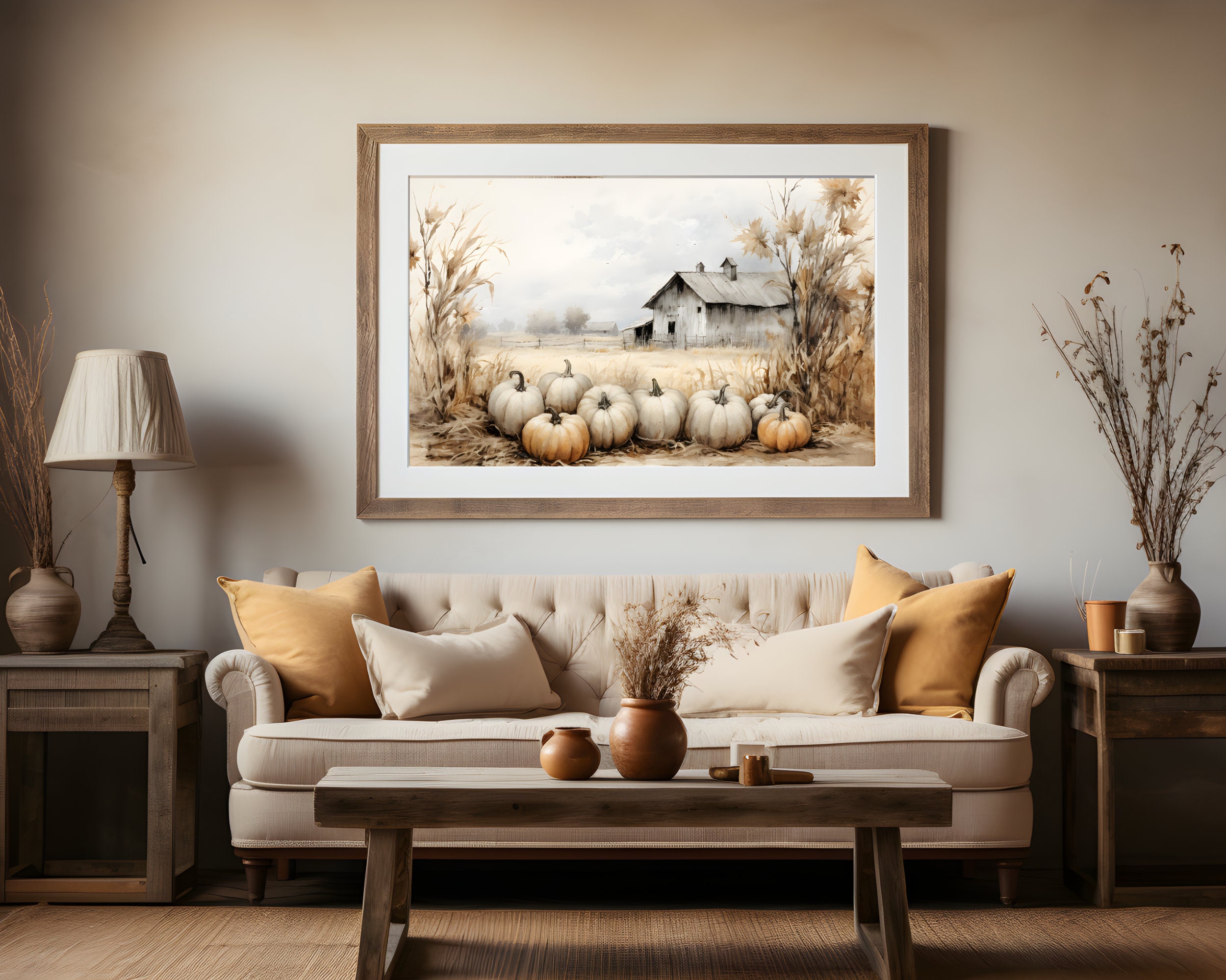Farmhouse Pumpkin Barn Digital Print Autumn Decor Fall Harvest Vintage ...