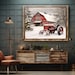 Farmhouse Winter Scene Vintage Tractor Rustic Christmas Barn Art Snowy ...