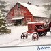 Farmhouse Winter Scene Vintage Tractor Rustic Christmas Barn Art Snowy ...