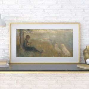 Boy Playing Lute Guitar Digital Painting Nursery Decor for Children’s ...