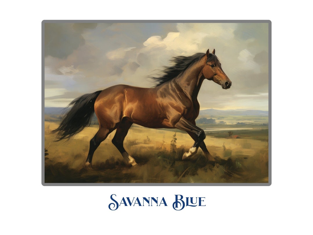 Chestnut Stallion Digital Art Galloping Horse Print Equestrian Wall Art ...