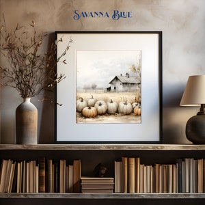 Farmhouse Pumpkin Barn Digital Print Autumn Decor Fall Harvest Vintage ...