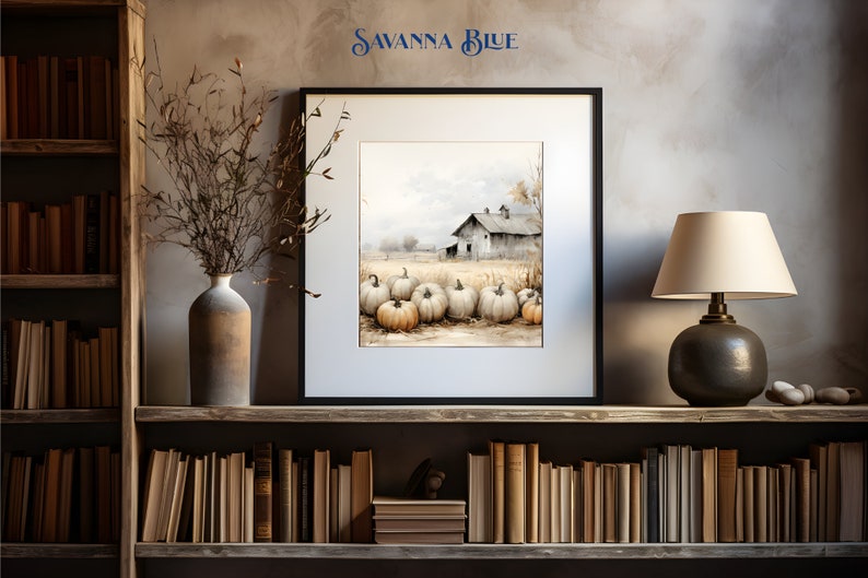 Farmhouse Pumpkin Barn Digital Print Autumn Decor Fall Harvest Vintage ...