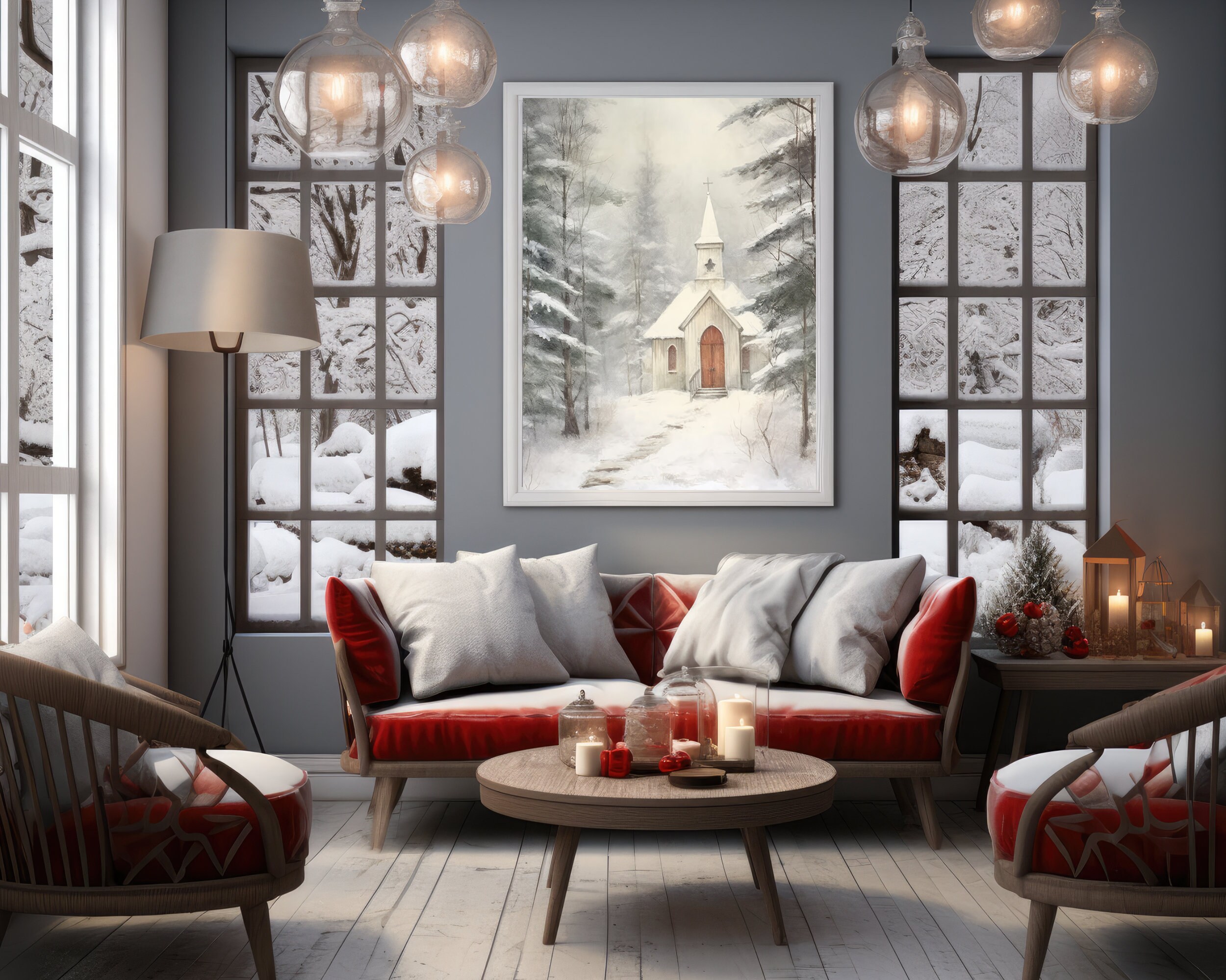 White Christmas Wall Art Winter Holiday Gallery Wall Winter Prints ...