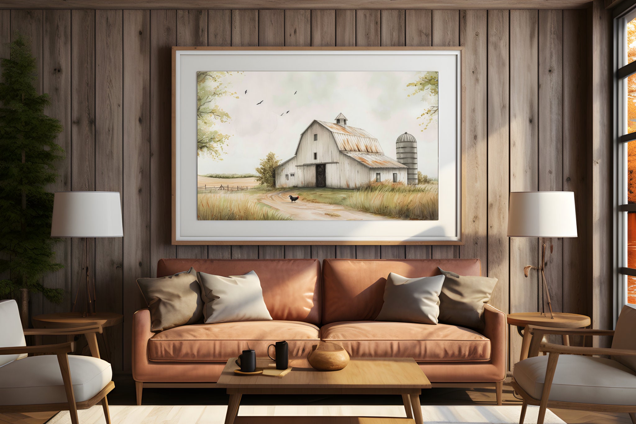 Springtime Farmhouse Digital Art Decor Rustic Barn and Silo Rural ...