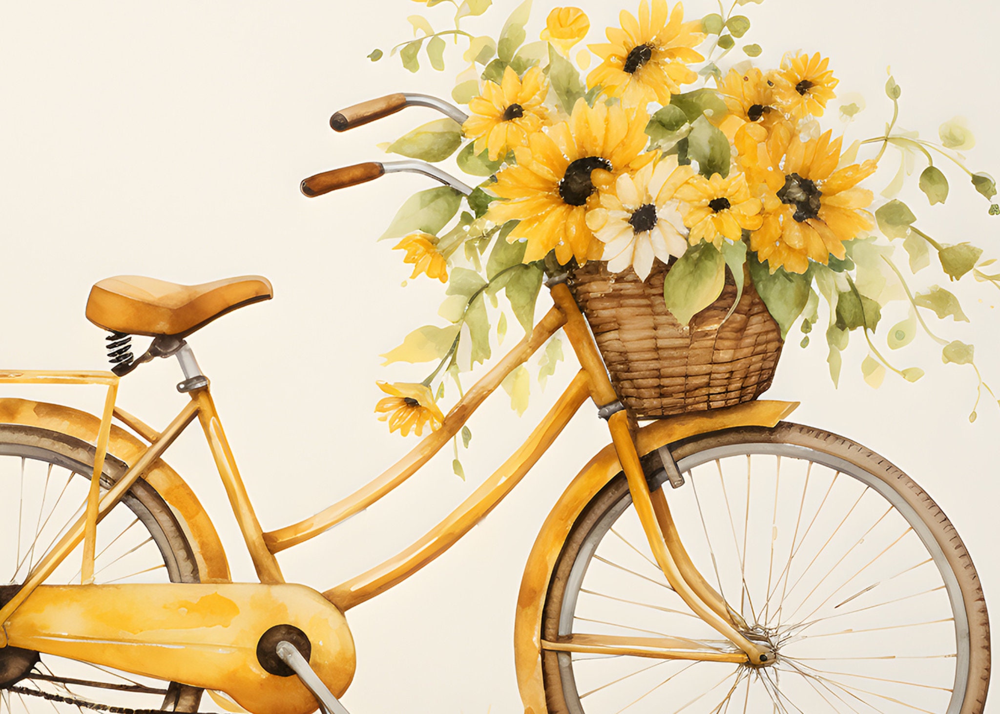 Yellow Bicycle Sketch, Daisy the Bike, Autumn Sunflower, Bike and ...