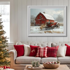 Winter Barn Digital Art Snowy Farm Scene Christmas Decor Wall Art ...