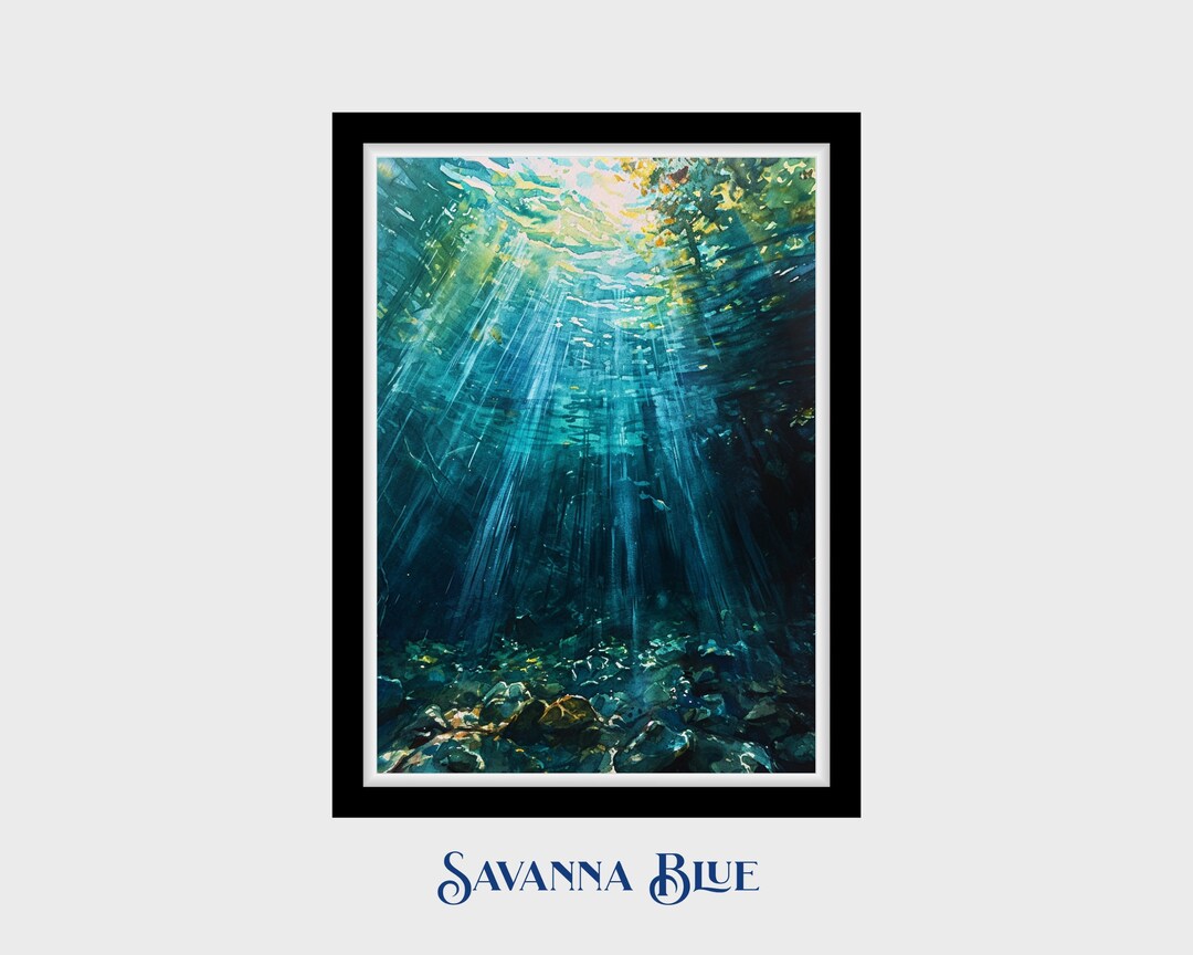 Sunlit Crystal Clear Florida Springs Watercolor Digital Painting ...