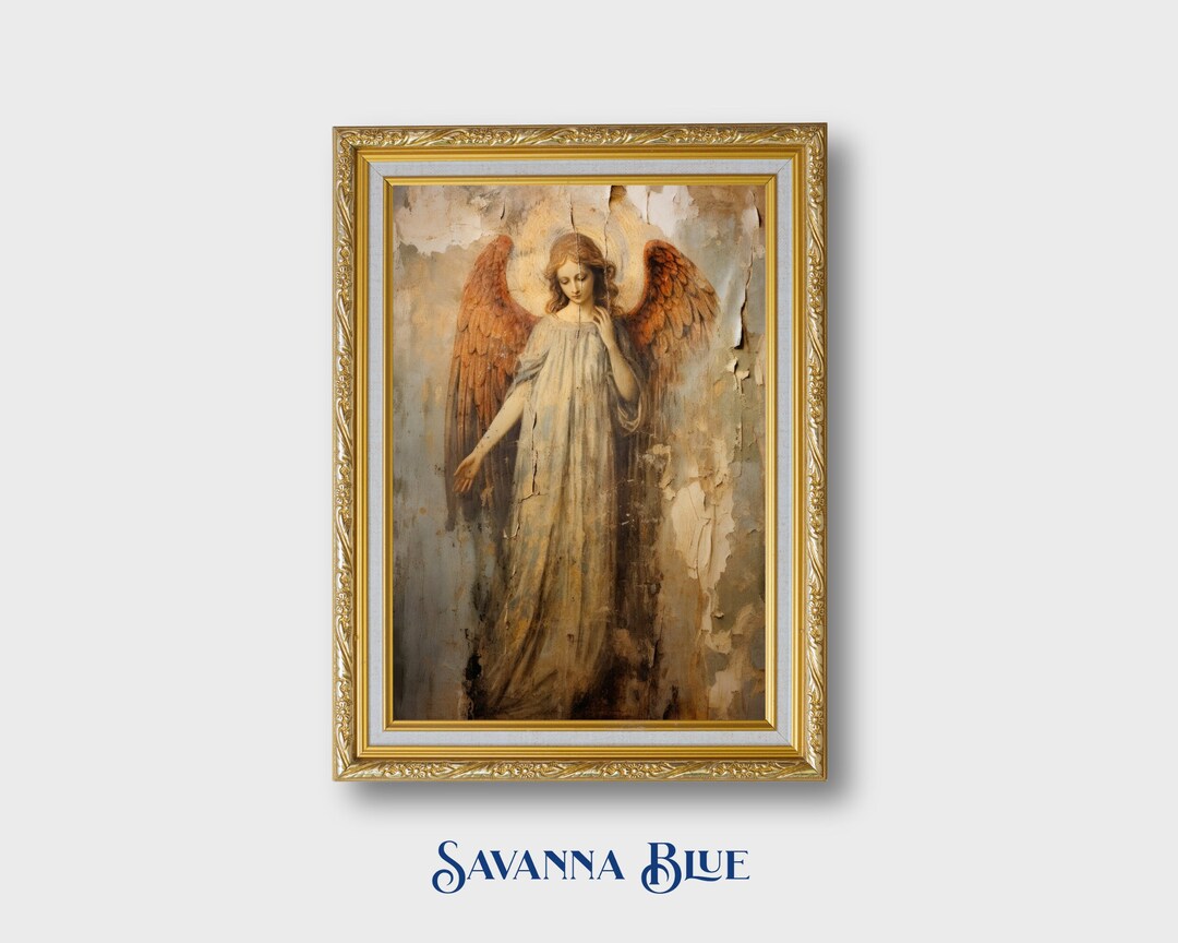 Angel Art Antique Fresco Vintage Style Print Spiritual Art Timeless ...