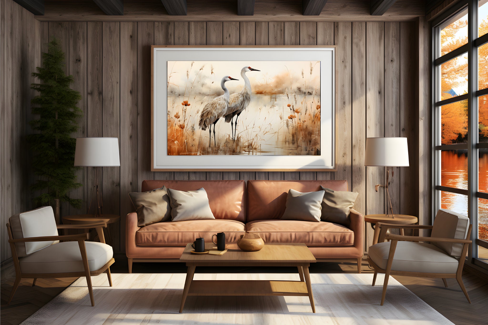 Florida Landscape Sandhill Crane Prairie Wall Art Nature Watercolor ...