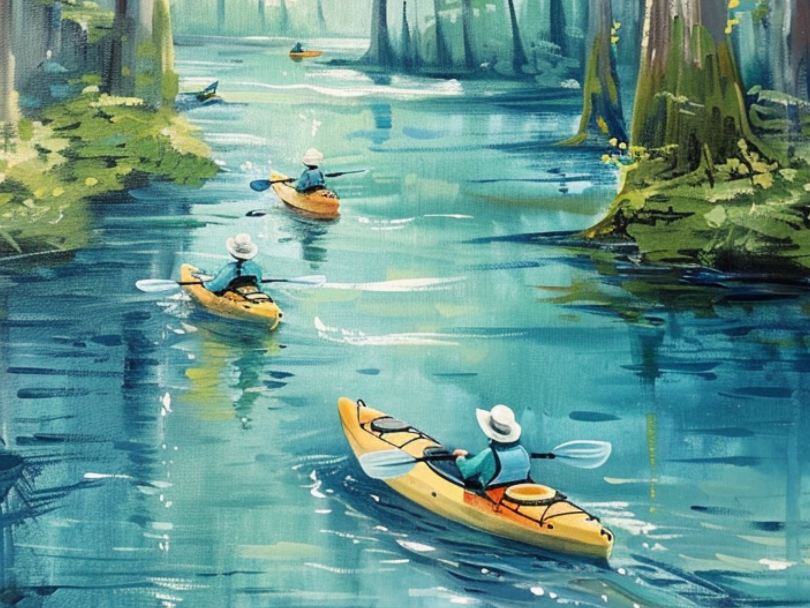 Florida Springs Kayak Adventure Digital Painting Nature Home & Office ...