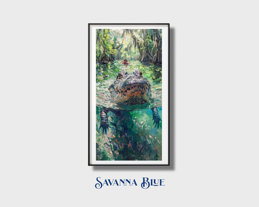 Alligator Kayak Adventure Digital Art Gator Swamp Life Encounter ...
