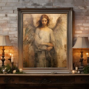 Angel Art Antique Fresco Vintage Print Spiritual Angel Art Timeless ...