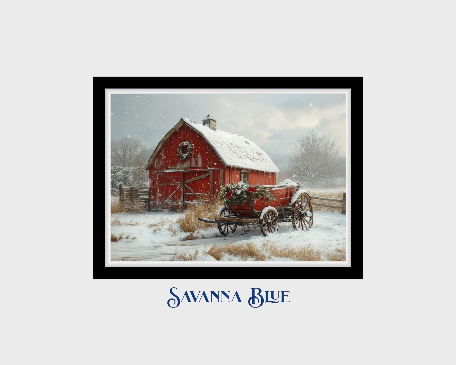 Winter Barn Digital Art Snowy Farm Scene Christmas Decor Wall Art ...