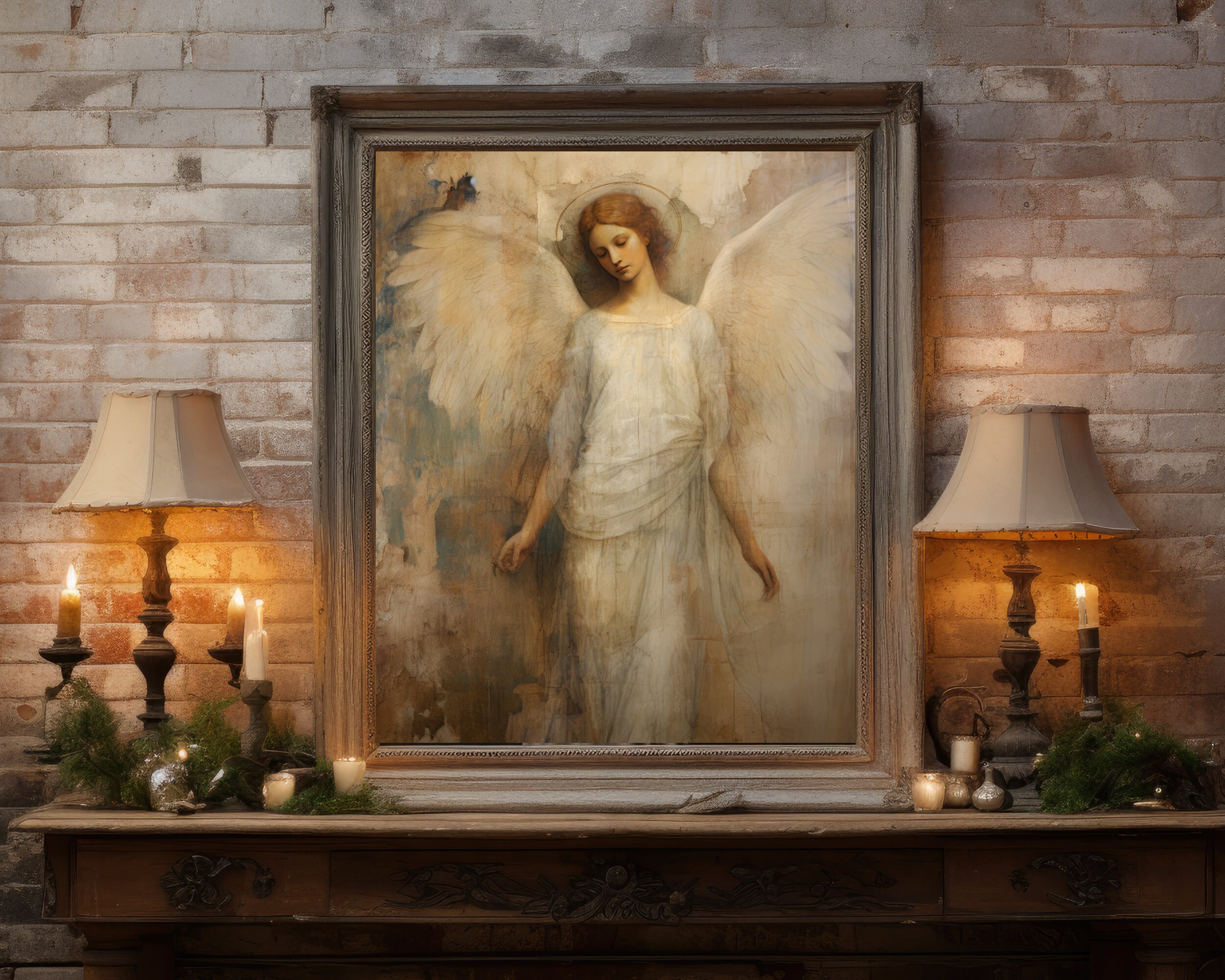 Angel Art Antique Fresco Vintage Print Spiritual Angel Art - Etsy