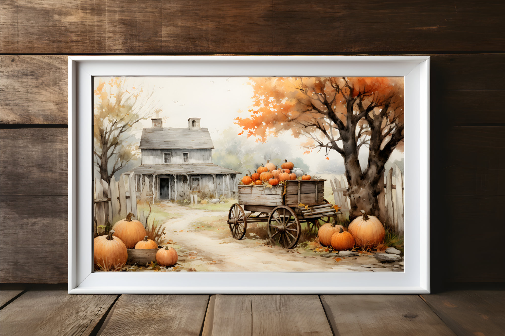 Autumn Farmhouse Sketch, Gallery Wall, Vintage Farmhouse Decor, Autumn ...