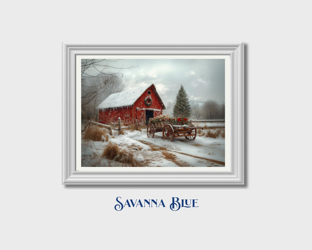 Farmhouse Barn Digital Download Snowy Winter Scene Vintage Country Farm ...