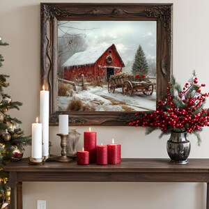 Farmhouse Barn Digital Download Snowy Winter Scene Vintage Country Farm ...