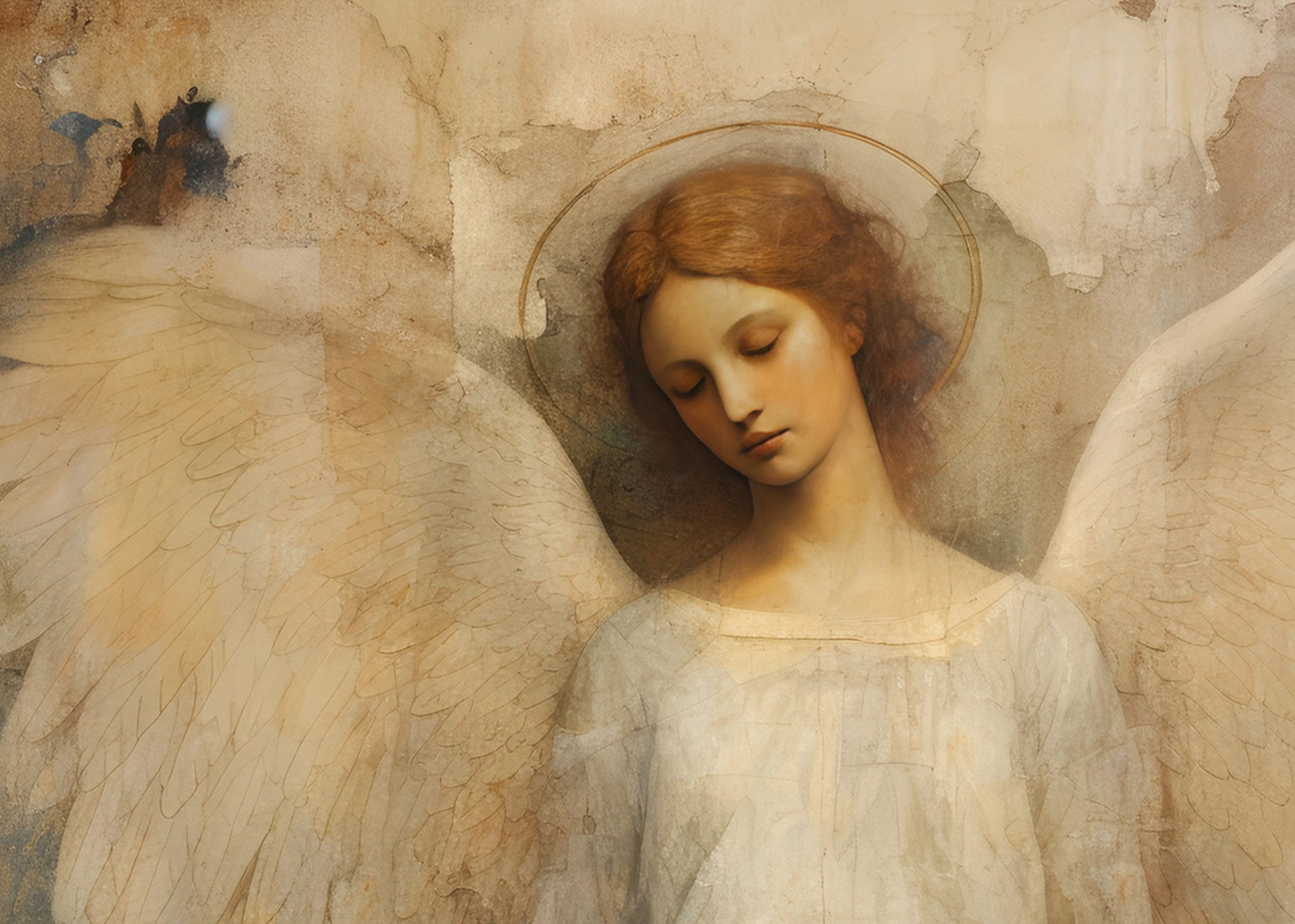 Angel Art Antique Fresco Vintage Print Spiritual Angel Art Timeless ...