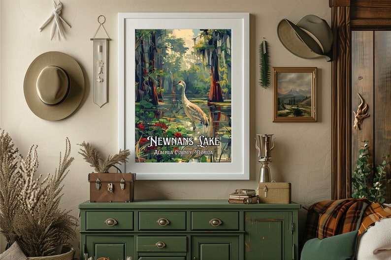 Newnans Lake Digital Poster Historic Alachua Trail Florida Wildlife ...
