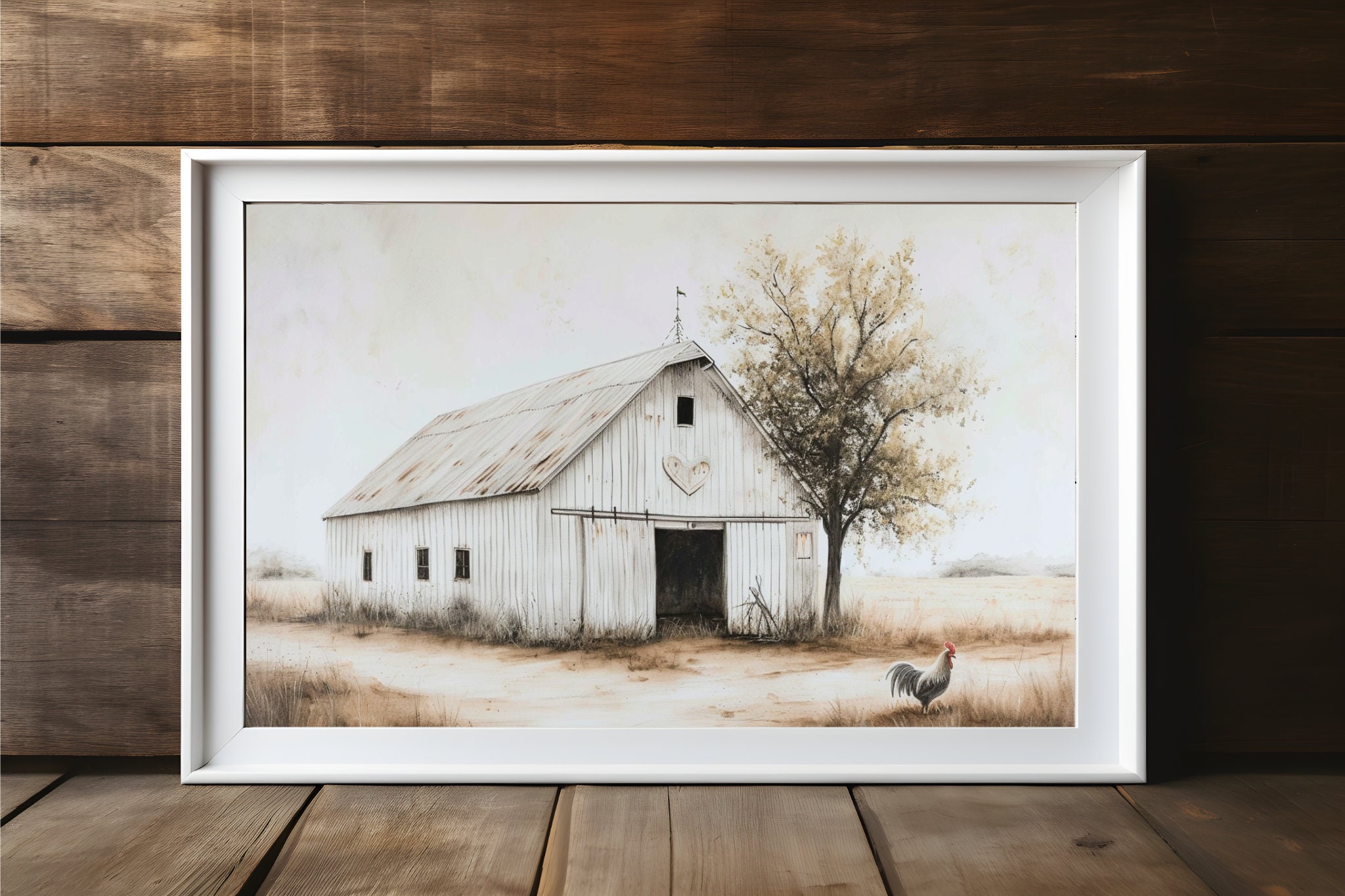 Rustic Barn Digital Art Valentine Country Charm Farmhouse Heart Decor ...