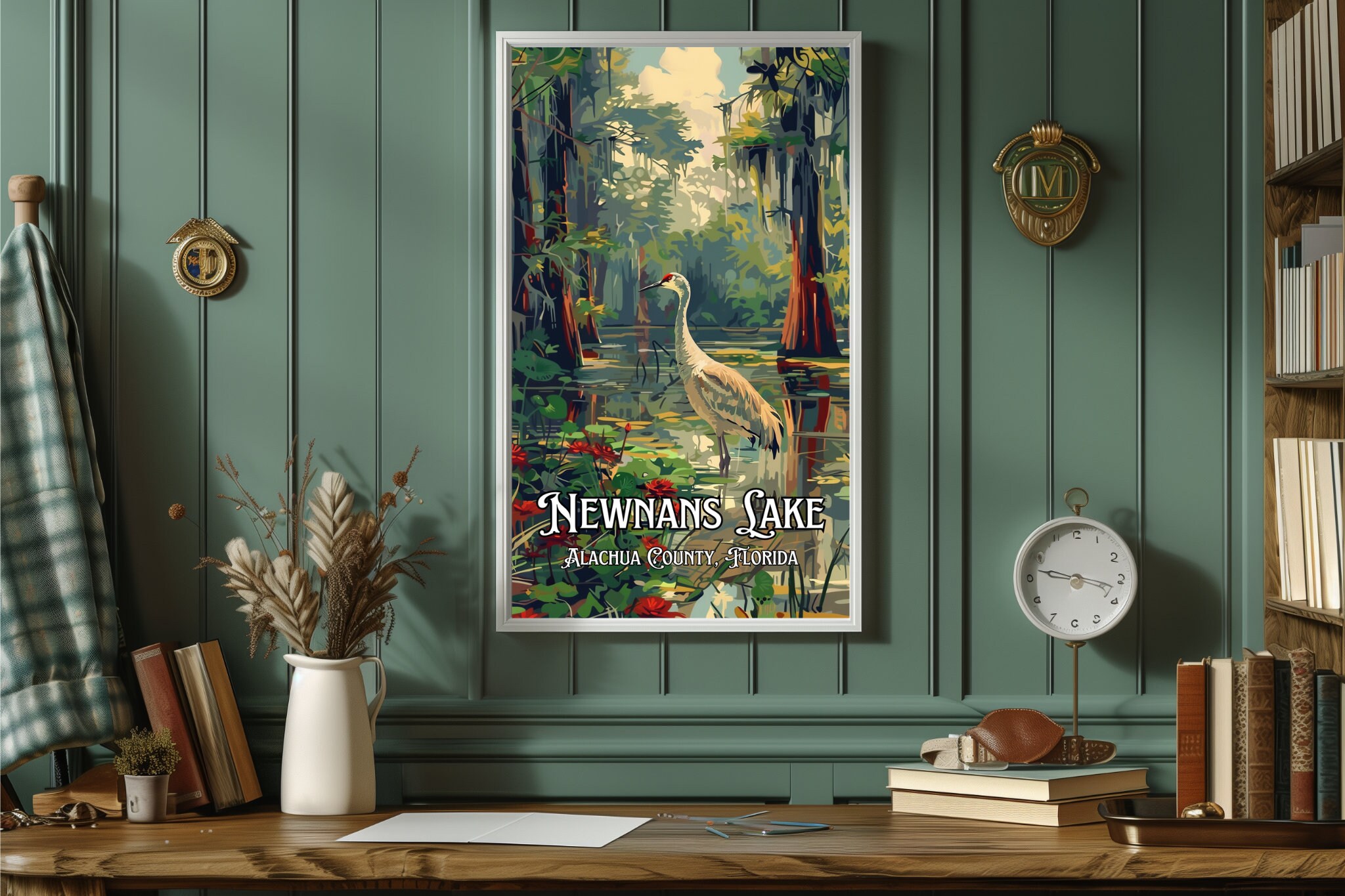 Newnans Lake Digital Poster Historic Alachua Trail Florida Wildlife ...