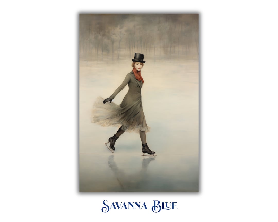 Victorian Woman Ice Skating Figure Skater Luxury Art Timeless Portrait ...