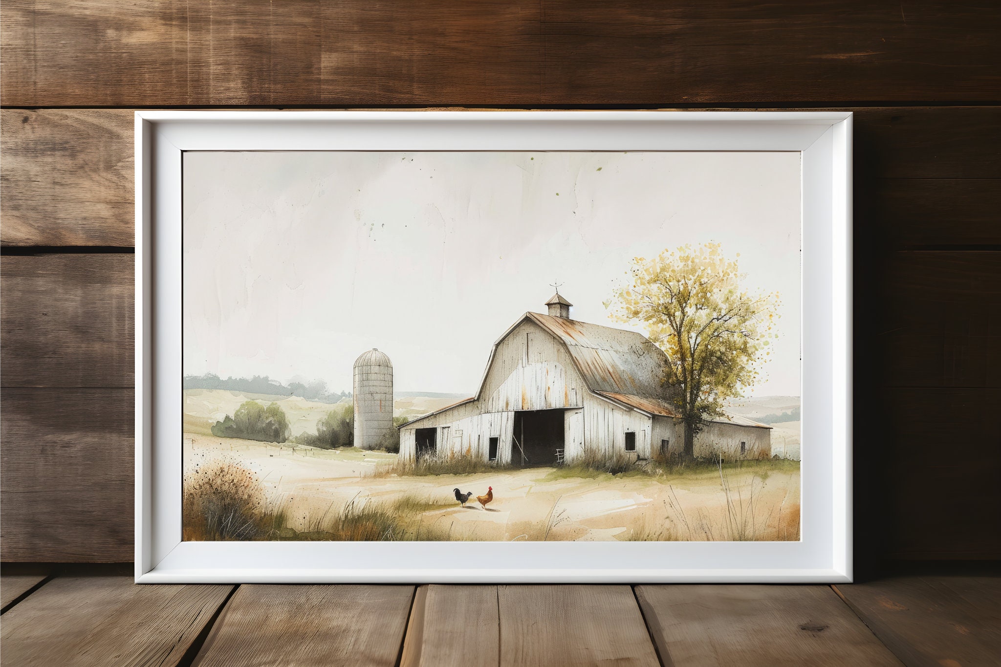 Springtime Farmhouse Digital Art Decor Rustic Barn and Silo Rural ...