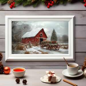 Farmhouse Barn Digital Download Snowy Winter Scene Vintage Country Farm ...